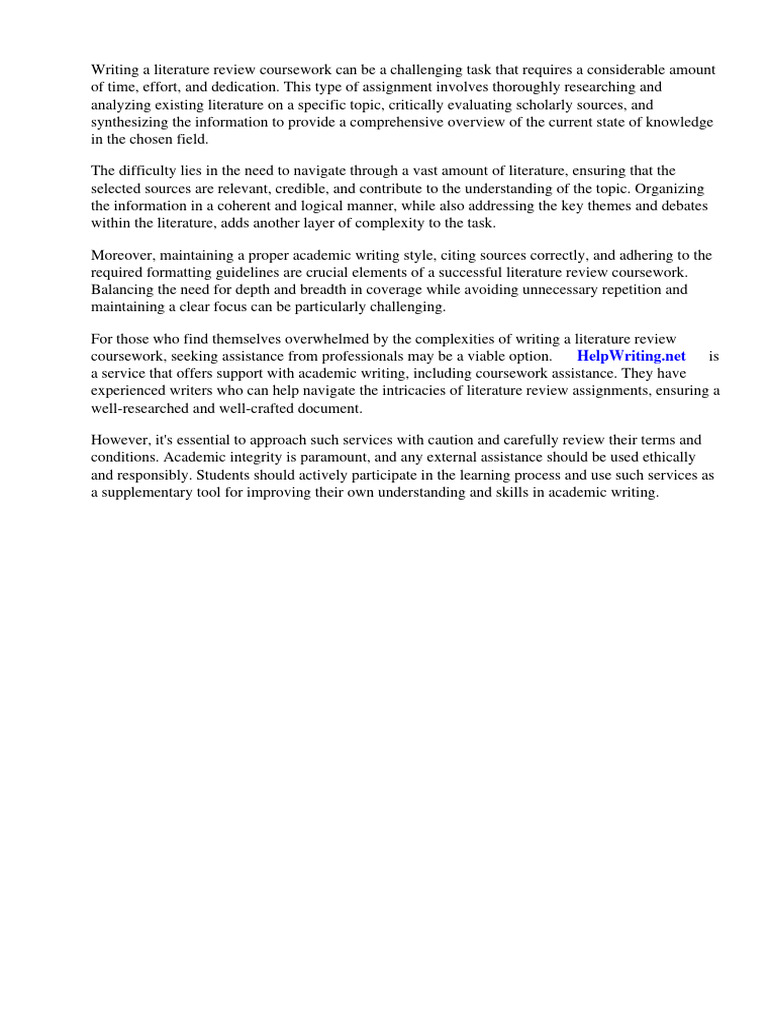 Literature Review Coursework | PDF | Essays | Academic Publishing