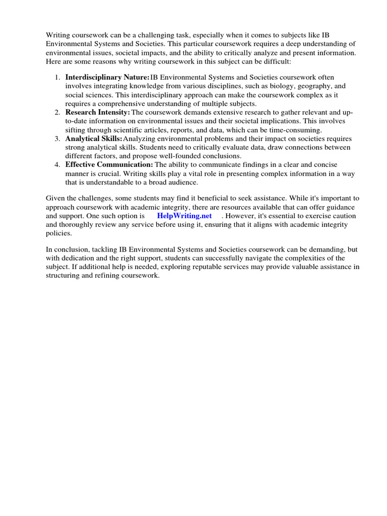 Challenges in IB Environmental Coursework | PDF | Publishing | Http Cookie
