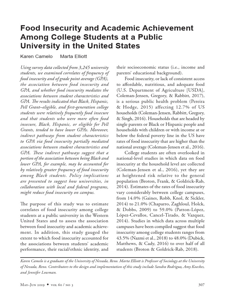 Food Insecurity and Academic A | PDF | Race And Ethnicity In The United ...