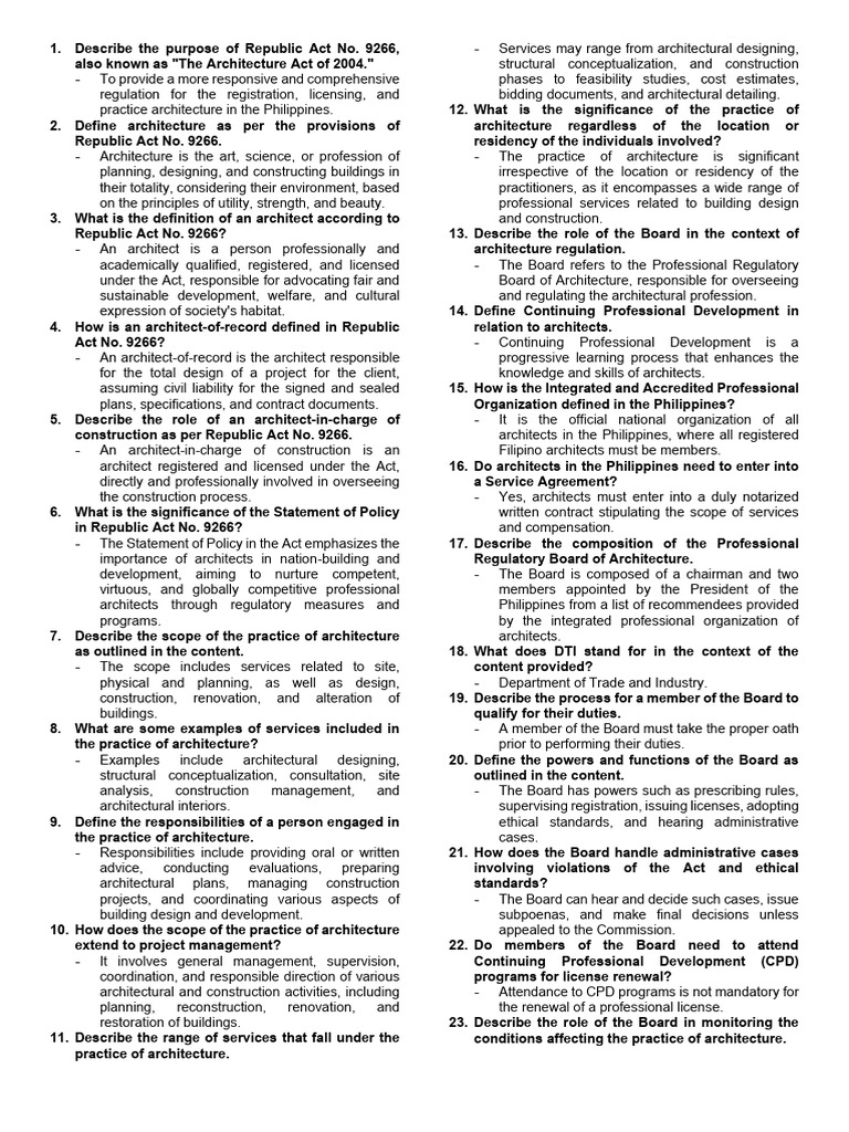 Prof Pract Rev Ra 9266 | PDF | Architect | Licensure