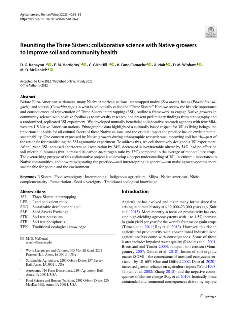 Reuniting The Three Sisters: Collaborative Science With Native Growers ...