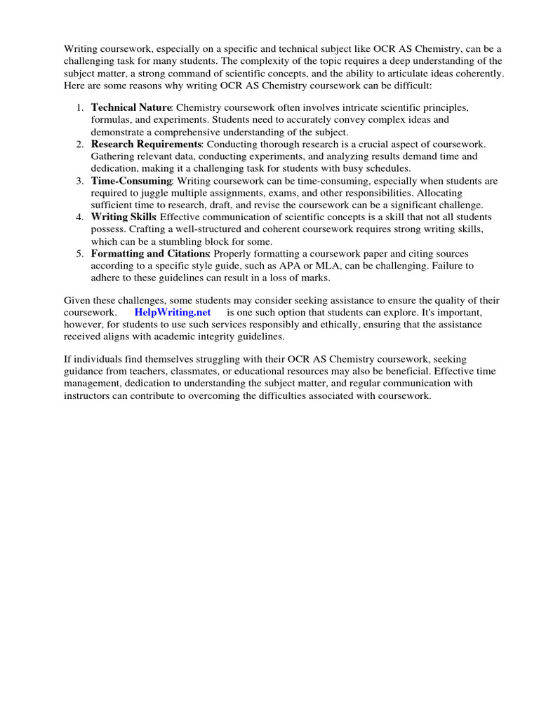 Ocr As Chemistry Coursework 2012 | PDF | Cognition