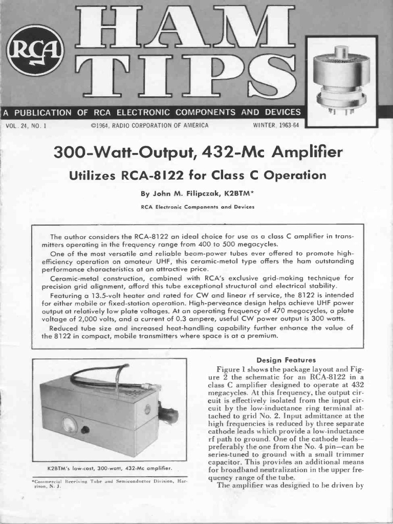 RCA-Ham - 8122 PA | PDF | Coaxial Cable | Vacuum Tube