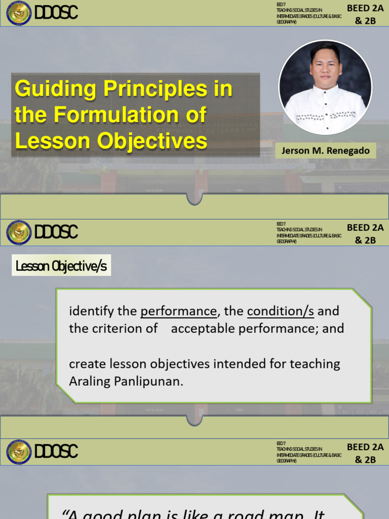 Guiding Principles in Lesson Objectives | PDF | Science | Human ...