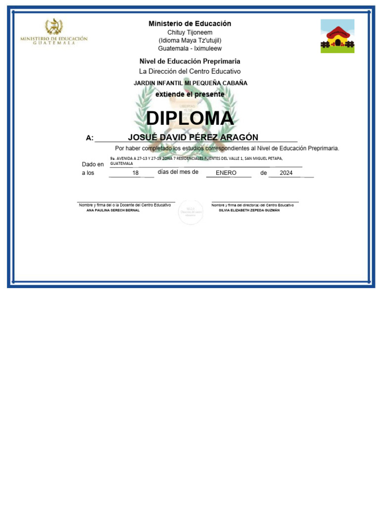 Modelo - Diploma Del Ministerio de Educación | PDF