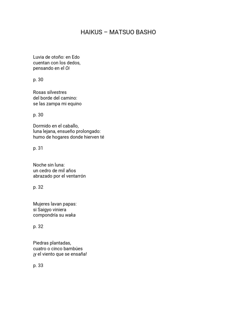 HAIKUS | PDF | Poesía