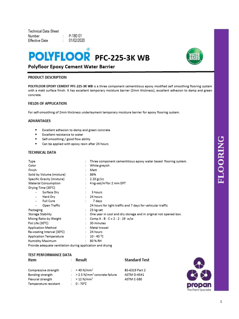 Technical Data Polyfloor Cement | PDF | Epoxy | Concrete