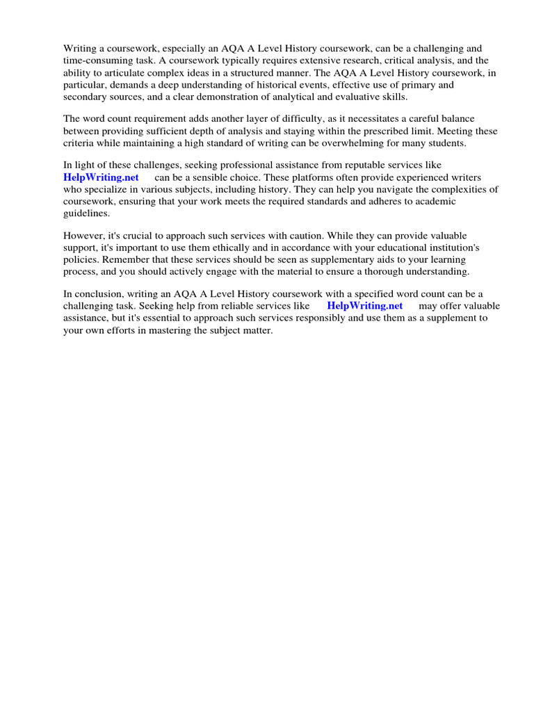 Aqa A Level History Coursework Word Count | PDF | Critical Thinking ...