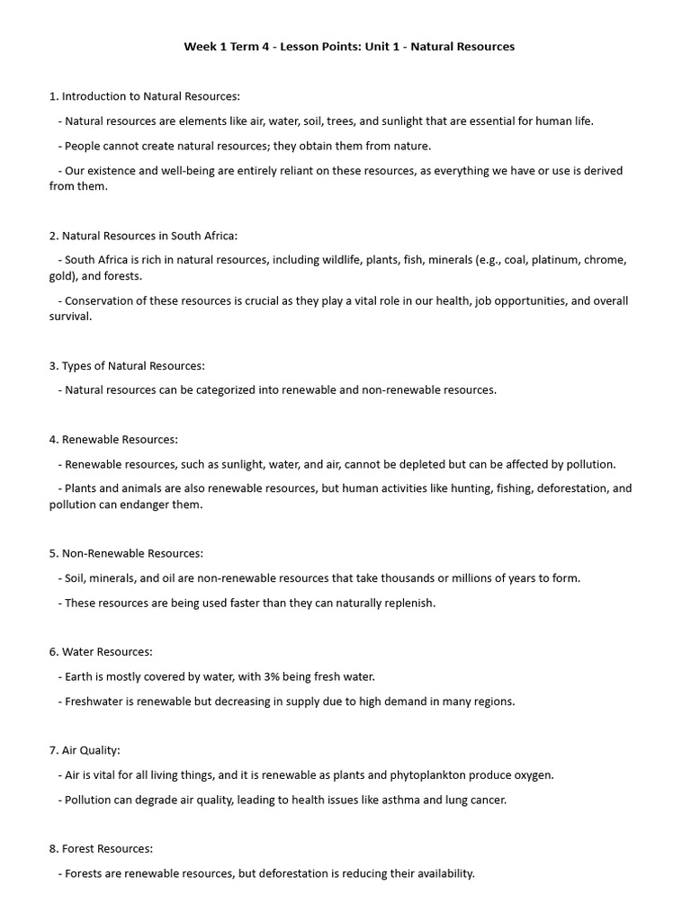 Conservation of The Ecosystem Notes (Geography) | PDF | Renewable ...