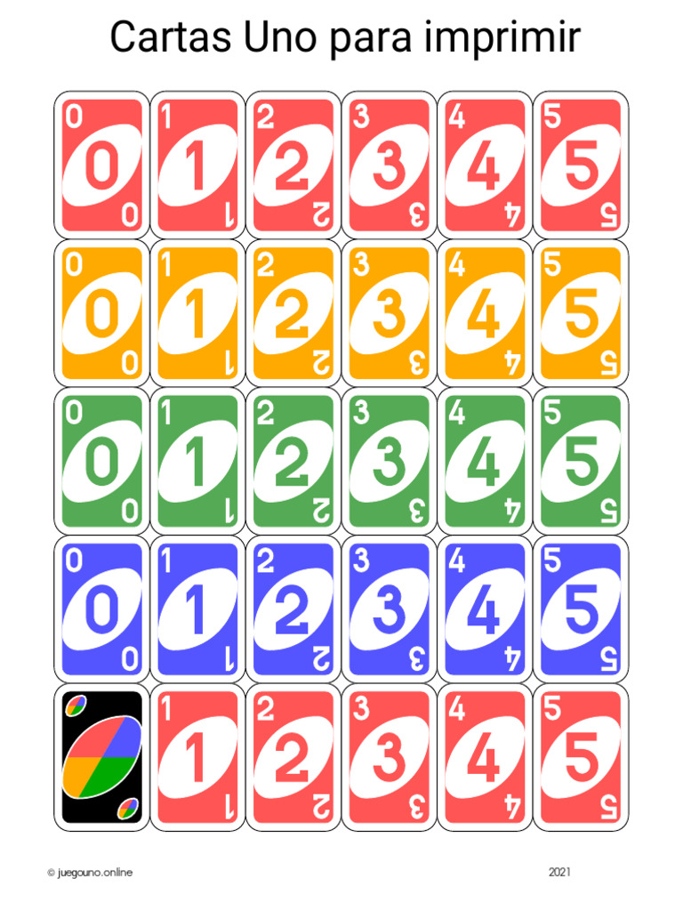 Cartas del juego Uno para imprimir | PDF