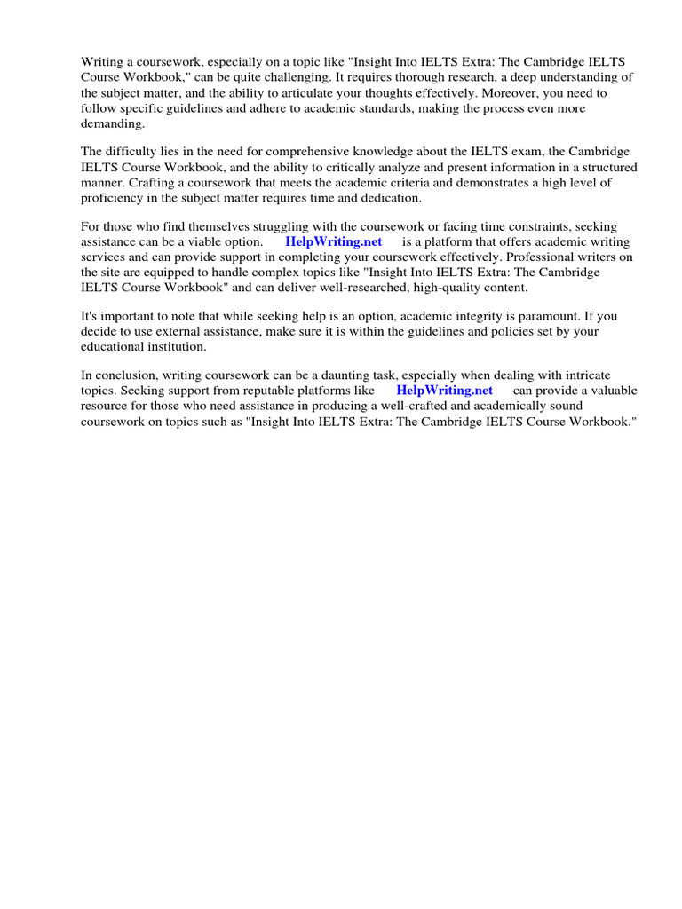 Insight Into Ielts Extra The Cambridge Ielts Course Workbook | PDF | International English ...