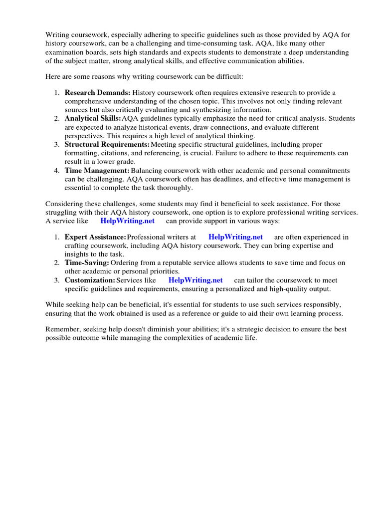 Aqa History Coursework Guidelines | PDF | Essays | Linked In Aqa History Coursework Guidelines | PDF | Essays | Linked In
