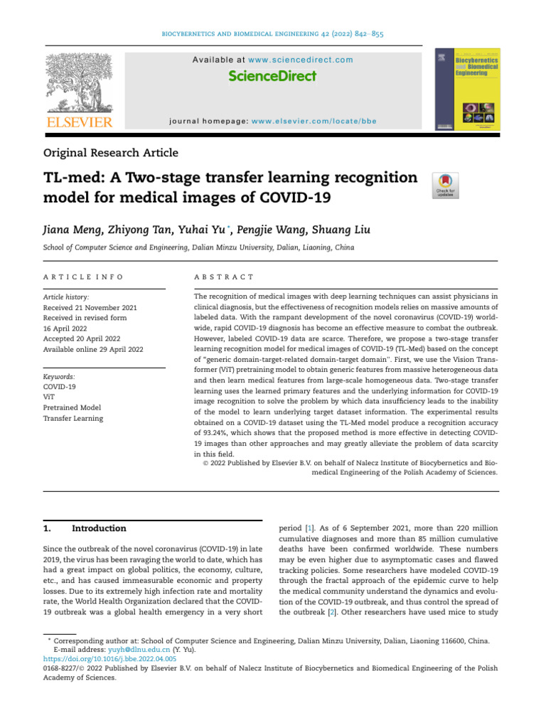 TL-med: A Two-Stage Transfer Learning Recognition Model For Medical ...