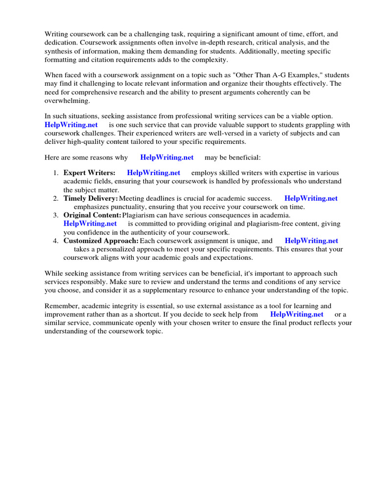 Coursework Other Than A-G Examples | PDF | Education Reform