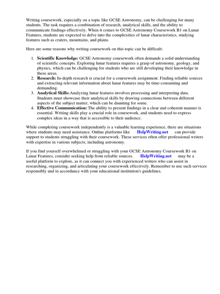 Gcse Astronomy Coursework b1 Lunar Features | PDF | Astronomy ...