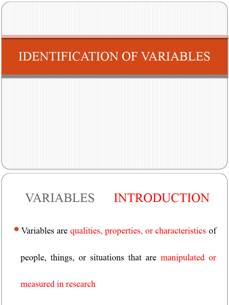 3 .Identification of Variables | PDF | Dependent And Independent Variables | Categorical Variable
