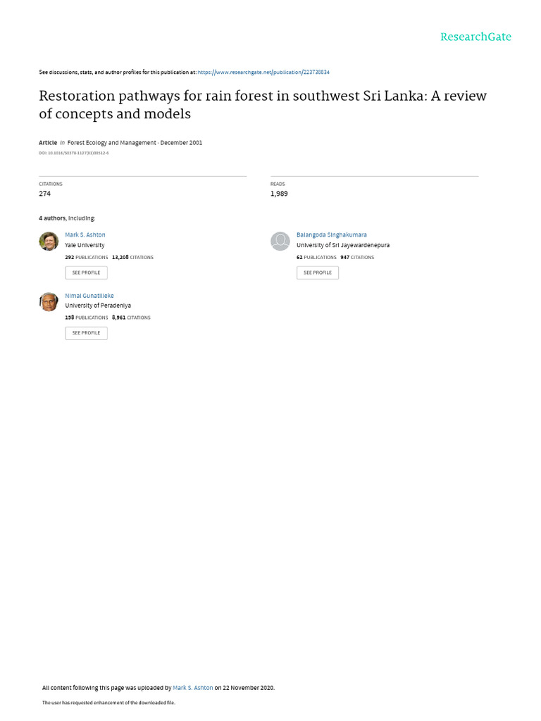 Restoration Pathways For Rain Forest in Southwest | PDF | Restoration Ecology | Forests