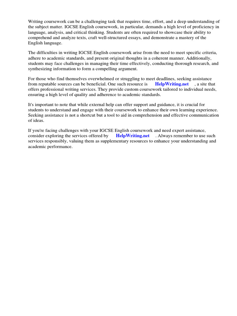 Igcse English Coursework Sample | PDF | Question | Human Communication