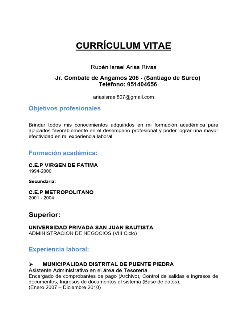 CV Israel Arias | PDF | Business
