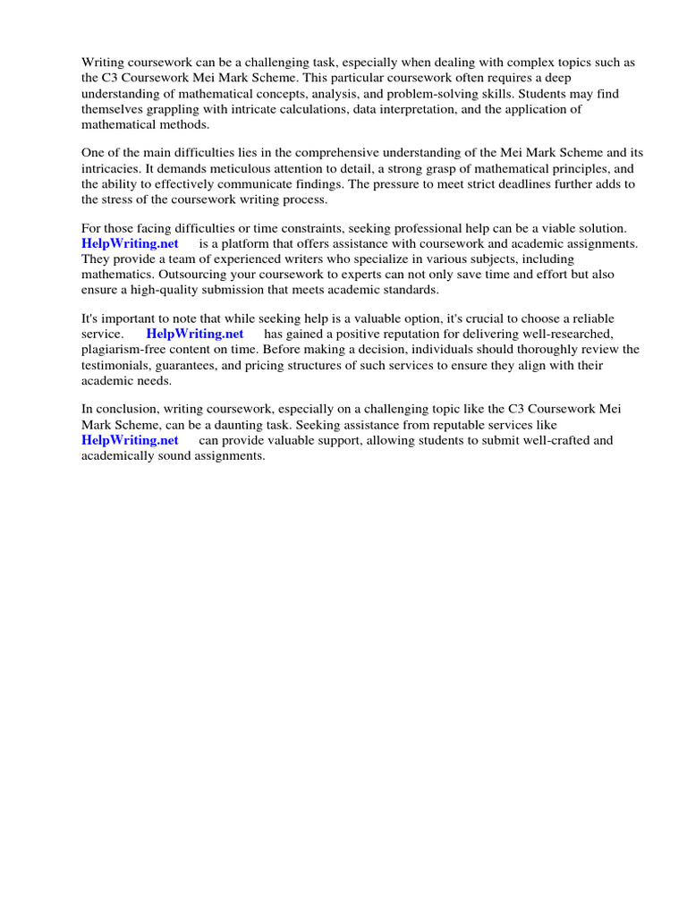 c3 Coursework Mei Mark Scheme | PDF | Mathematics