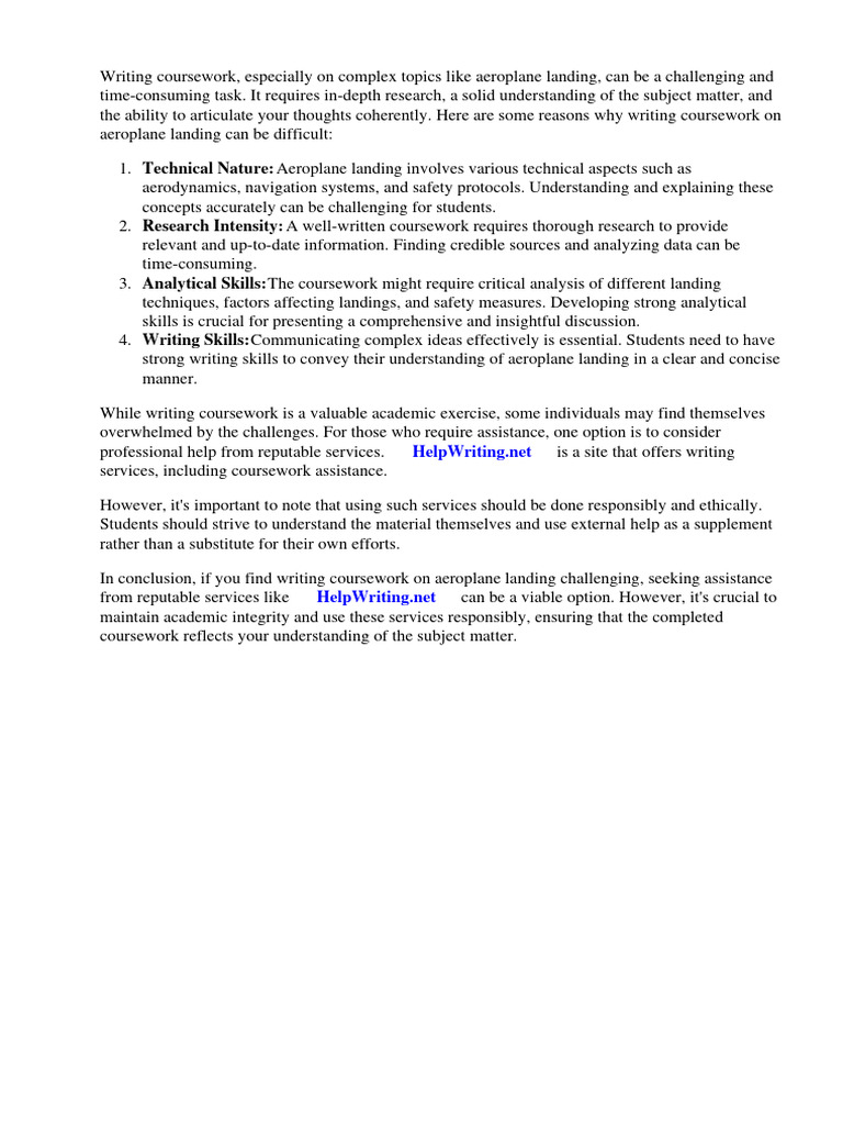 De Coursework Aeroplane Landing Example | PDF | Aviation | Airlines