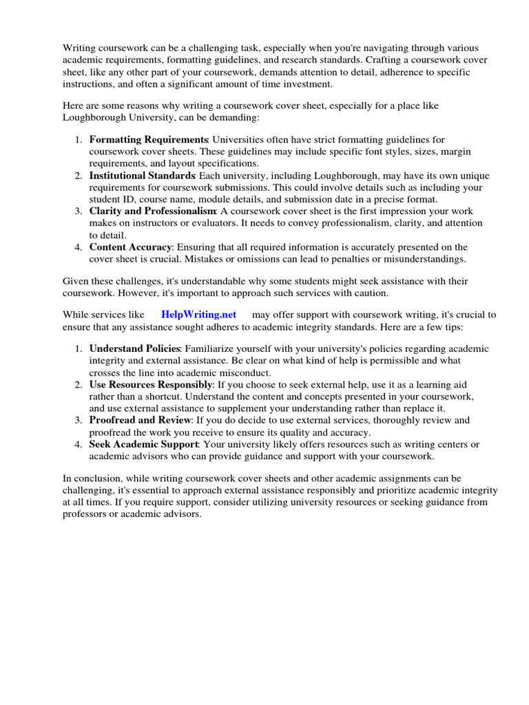 Coursework Cover Sheet Loughborough | PDF | Employment | Online Shopping