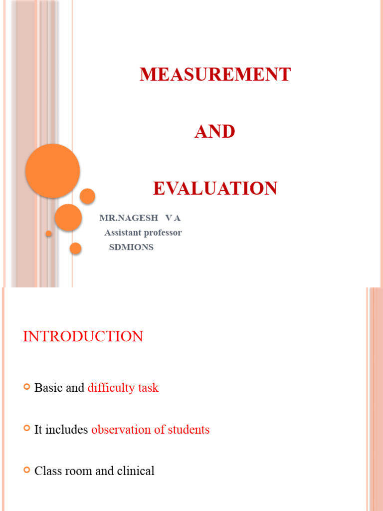 Measurement &evalution | PDF | Evaluation | Teachers