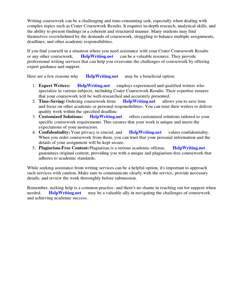 Crater Coursework Results | PDF