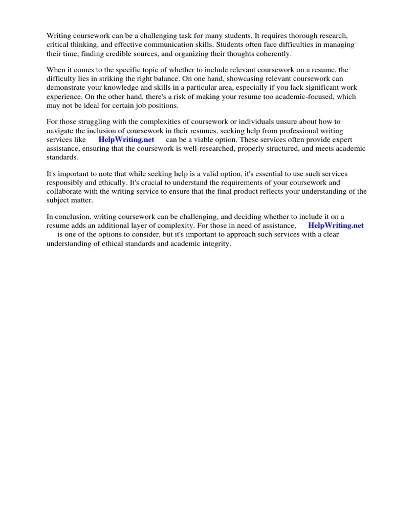 Should You Include Relevant Coursework On A Resume | PDF | Résumé | Thought