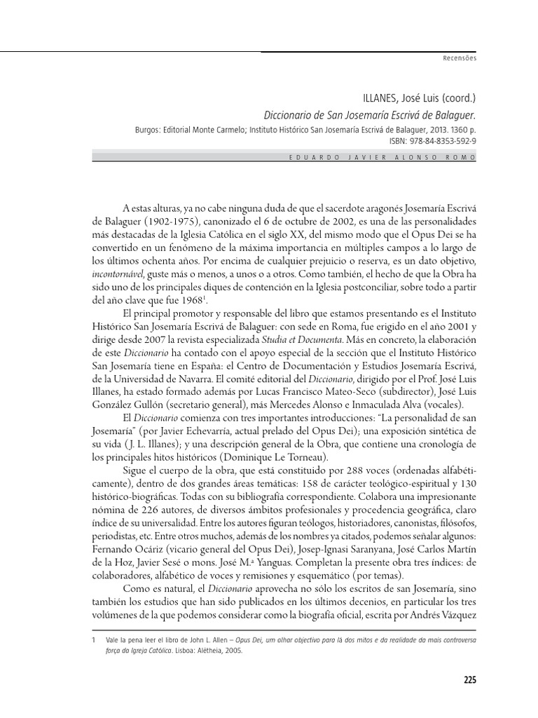 JEdB - Recención Del Diccionario de San Josemaría | PDF