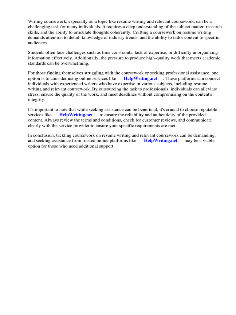Resume Writing Relevant Coursework | PDF | Résumé | Internship