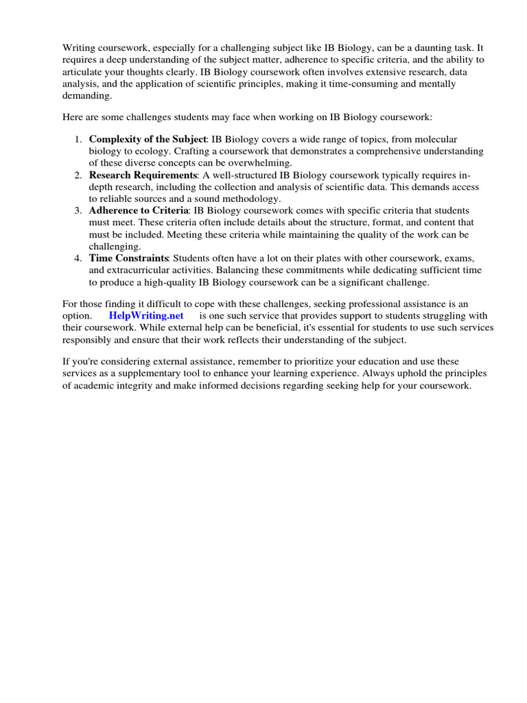Ib Biology Coursework Criteria | PDF | Nucleic Acids | Dna
