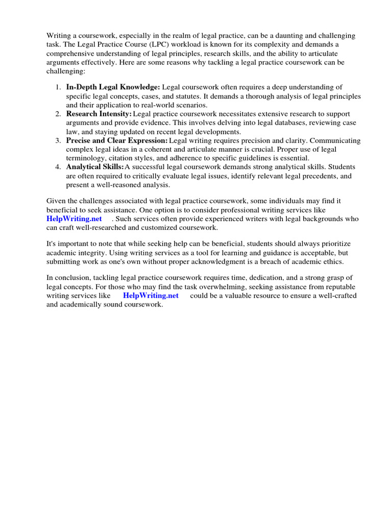 Legal Practice Course Workload | PDF