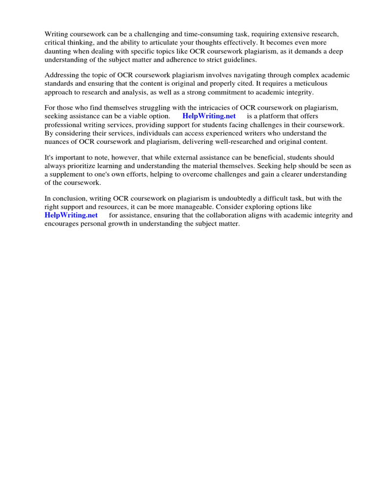 Ocr Coursework Plagiarism | PDF | Plagiarism | Optical Character ...