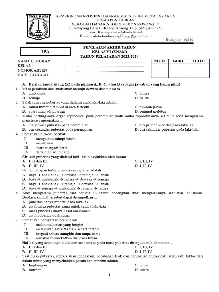 Soal Pat Ipa | PDF | Sains & Matematika