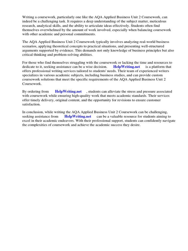Aqa Applied Business Unit 2 Coursework | PDF | Critical Thinking ...