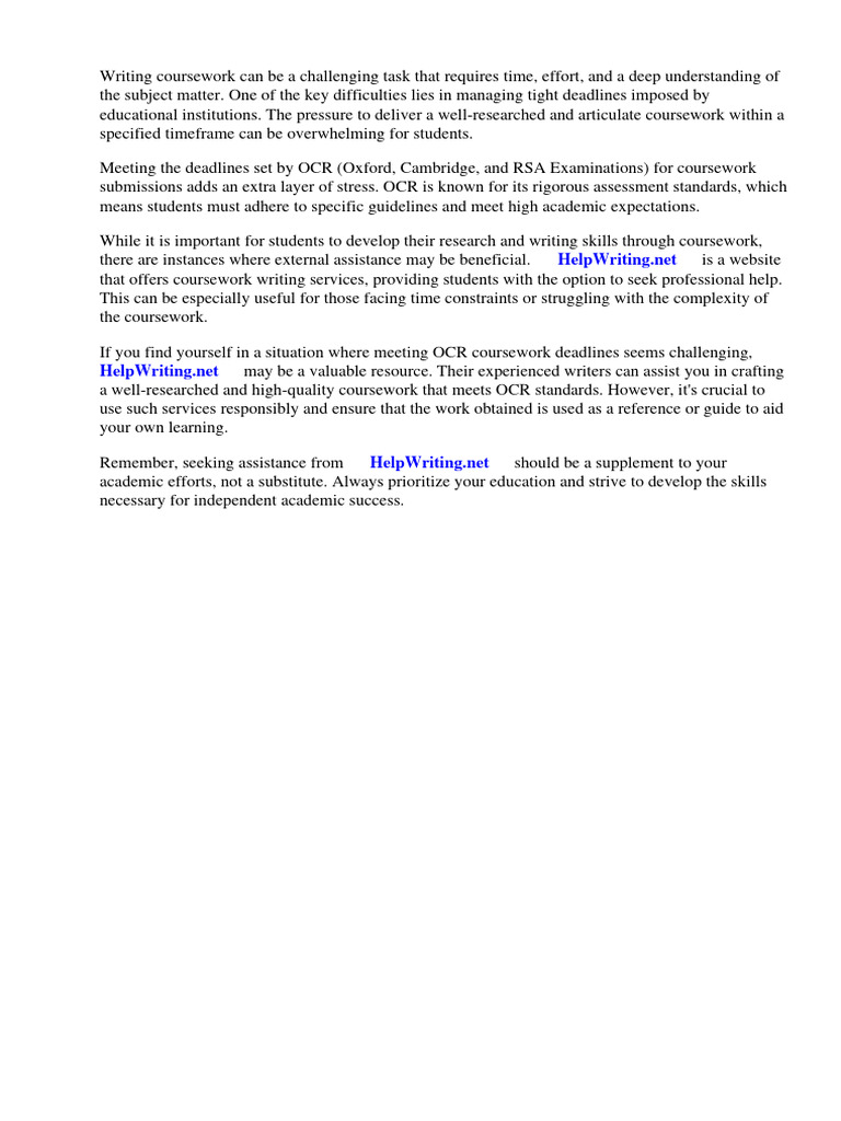 Coursework Deadlines Ocr | PDF
