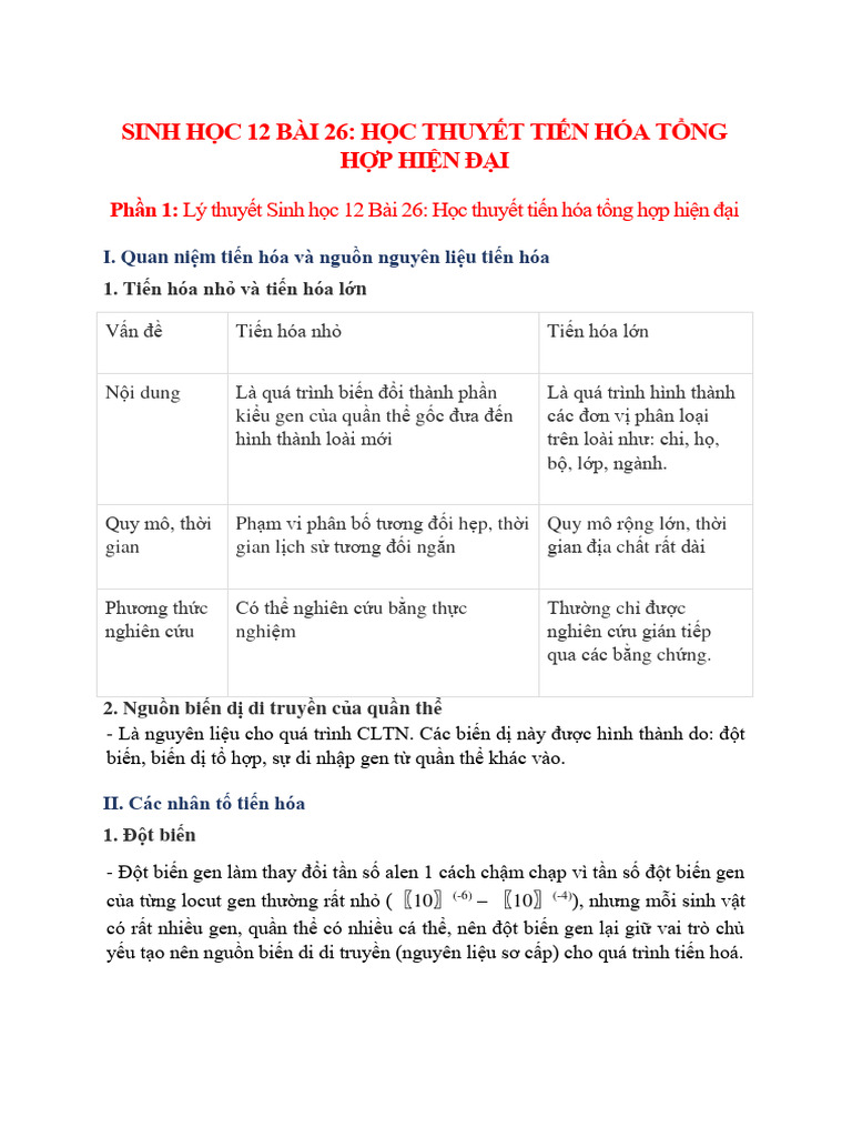 Ly Thuyet Sinh Hoc 12 Bai 26 Moi 2023 113 Cau Trac Nghiem Hoc Thuyet ...