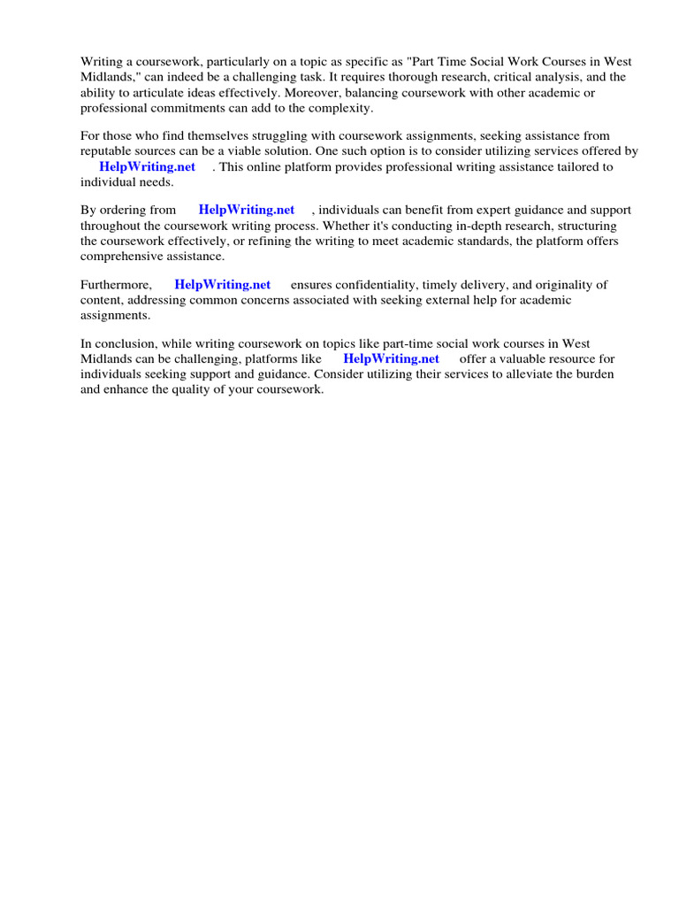 Part Time Social Work Courses West Midlands | PDF | Social Work | Learning