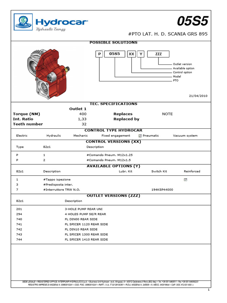 Catalogo Schede Pto Ing HYDROCAR | PDF | Machines | Manufactured Goods