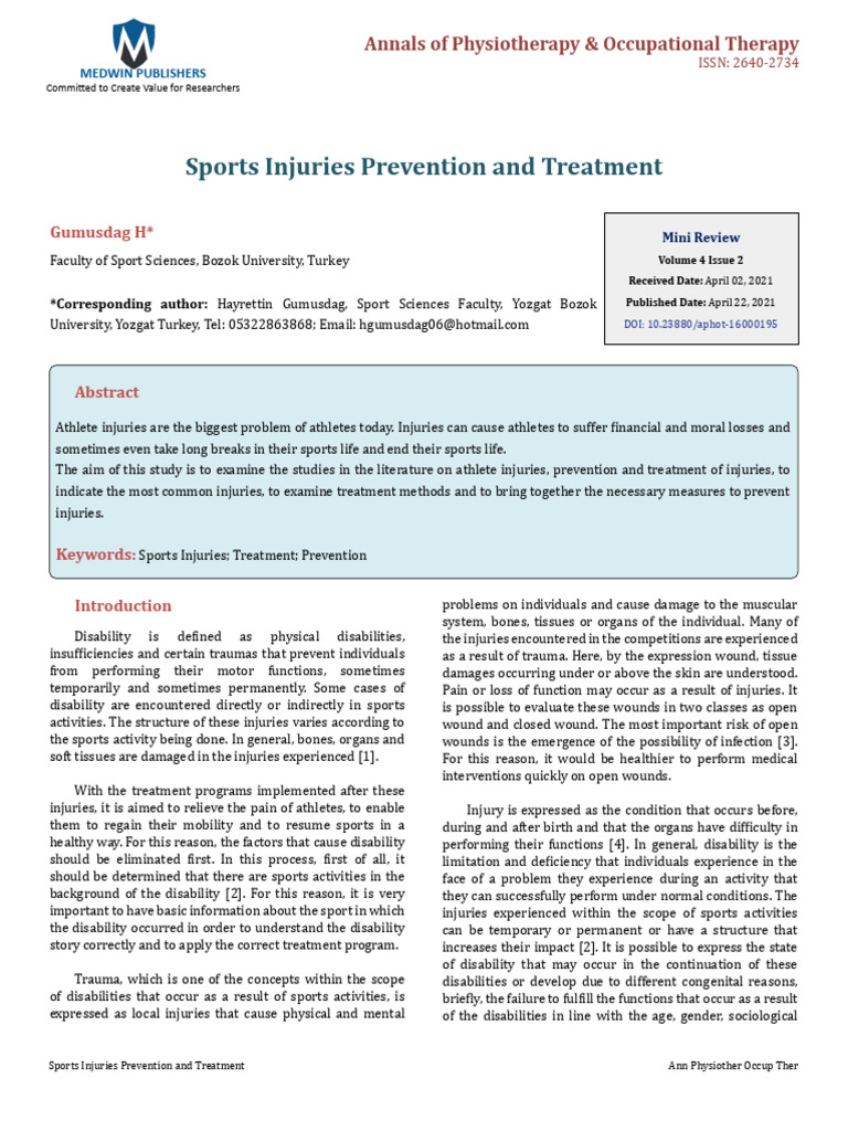 Sports Injury Prevention & Care | PDF | Injury | Physical Therapy