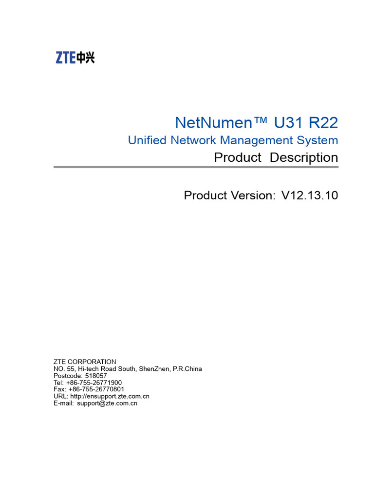 12 NetNumen U31 R22 (V12.13.10) Product Description | PDF | Computer ...