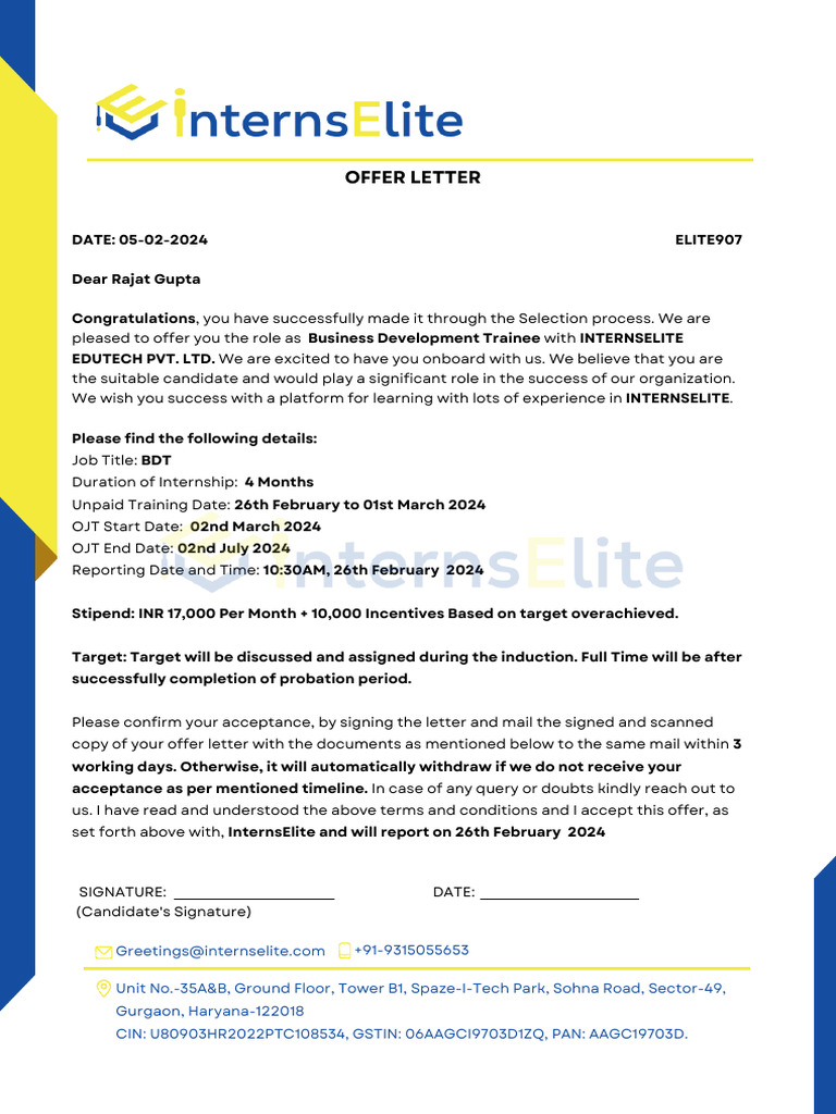 Business Development Trainee Offer | PDF