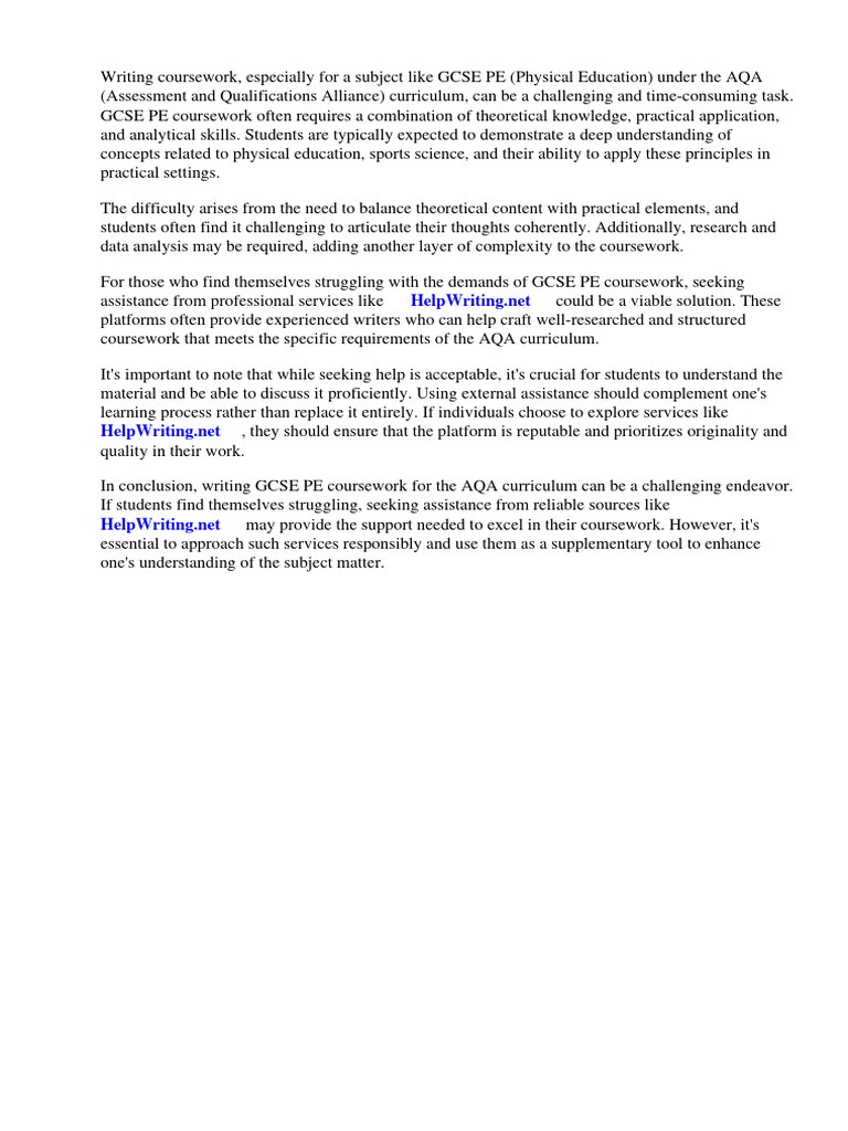 Gcse Pe Coursework Aqa | PDF | Physical Fitness | Aerobic Exercise