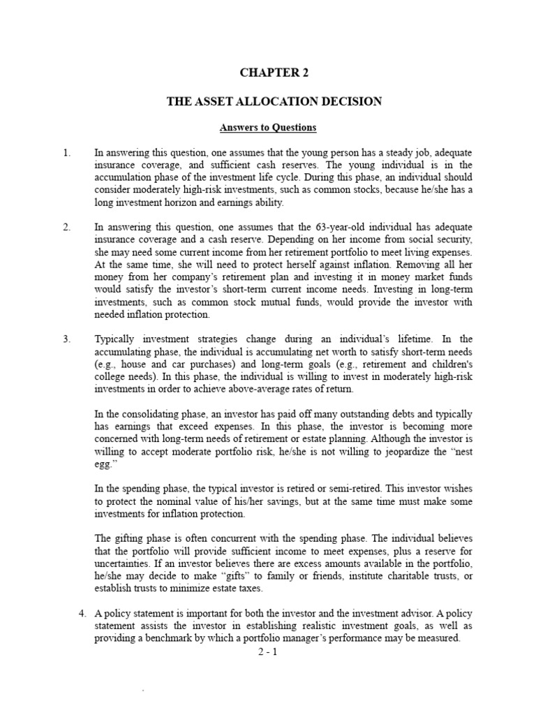 Sm02 Solution Manual | PDF | Investing | Asset Allocation