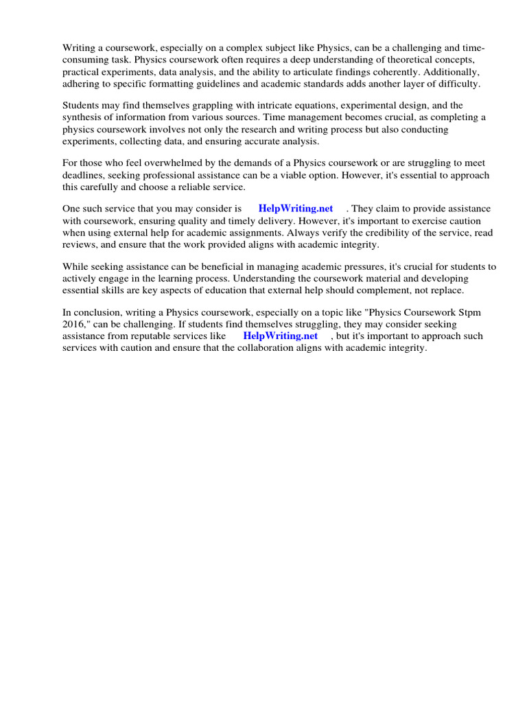 Physics Coursework STPM 2016 | PDF