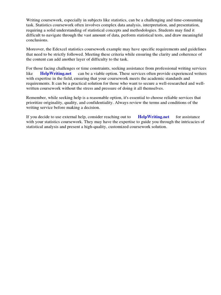 Statistics Coursework Example Edexcel | PDF | Statistics | Sampling (Statistics)