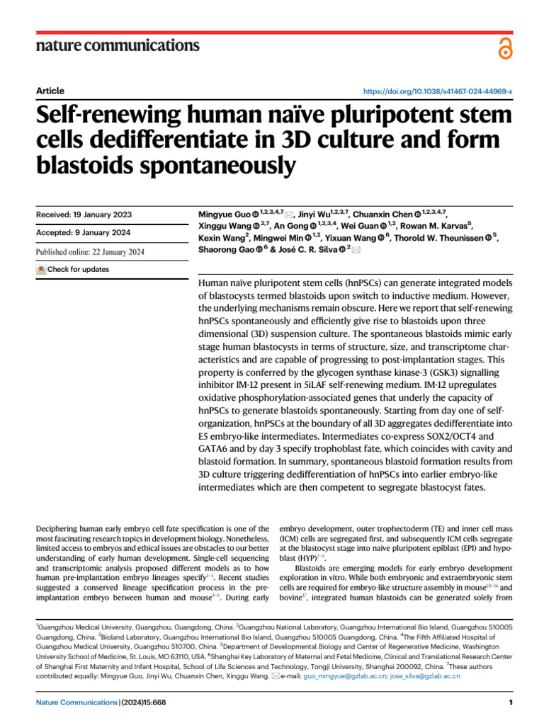 Self-Renewing Human Naïve Pluripotent Stem Cells Dedifferentiate in 3D ...