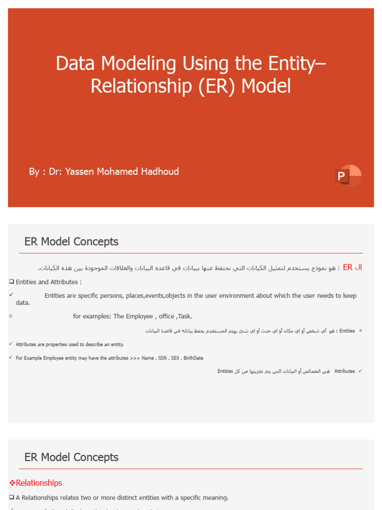 Data Modeling Using The Entity-Relationship ( | PDF