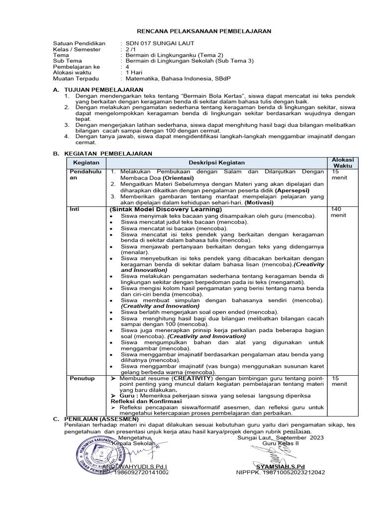 Sintak Model Discovery Learning) : and Innovation | PDF